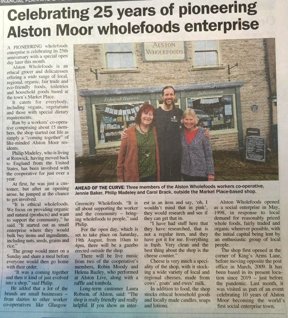 ALSTON WHOLEFOODS Celebrating 25 Years Of Pioneering Alston Moor alston-wholefoods-celebrating-25-years-of-pioneering-alston-moor